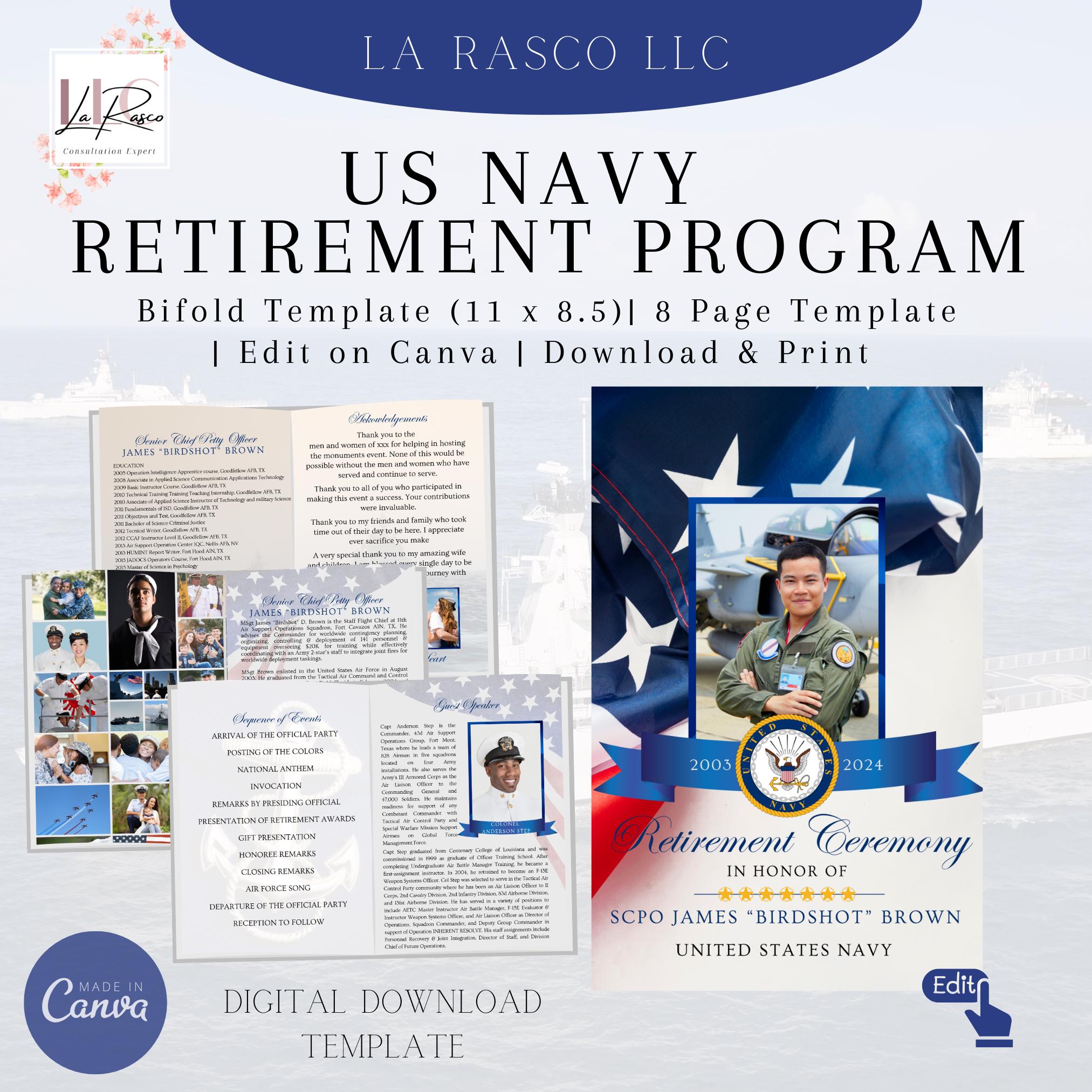 NEW US Navy Retirement Program 8 Page Template - Etsy