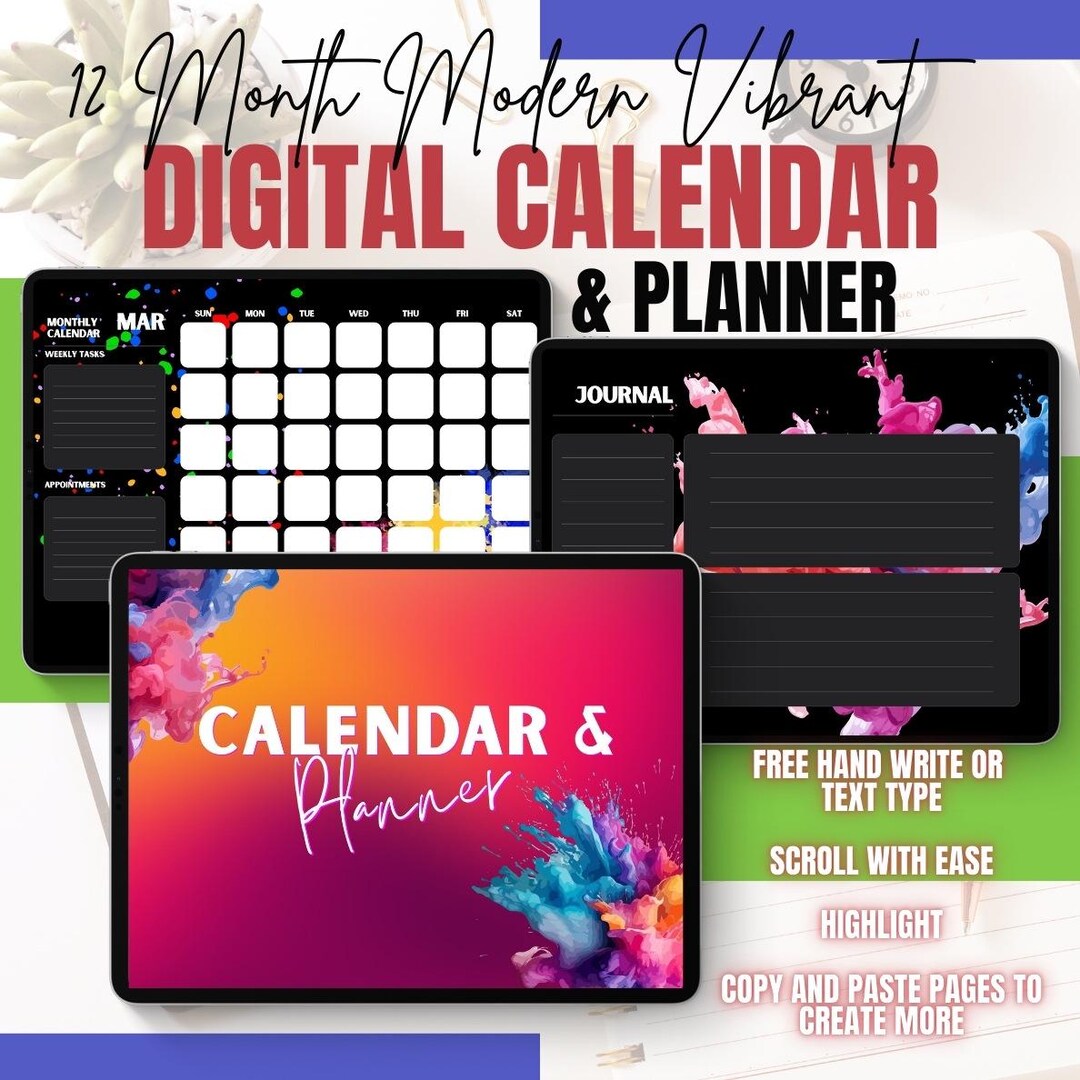 Modern Artsy | Planner| Digital Calendar - Etsy