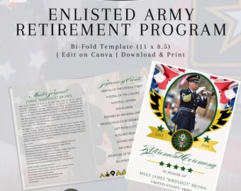 Army Retirement Ceremony Program Canva Template Army Values Bi-fold 8 ...