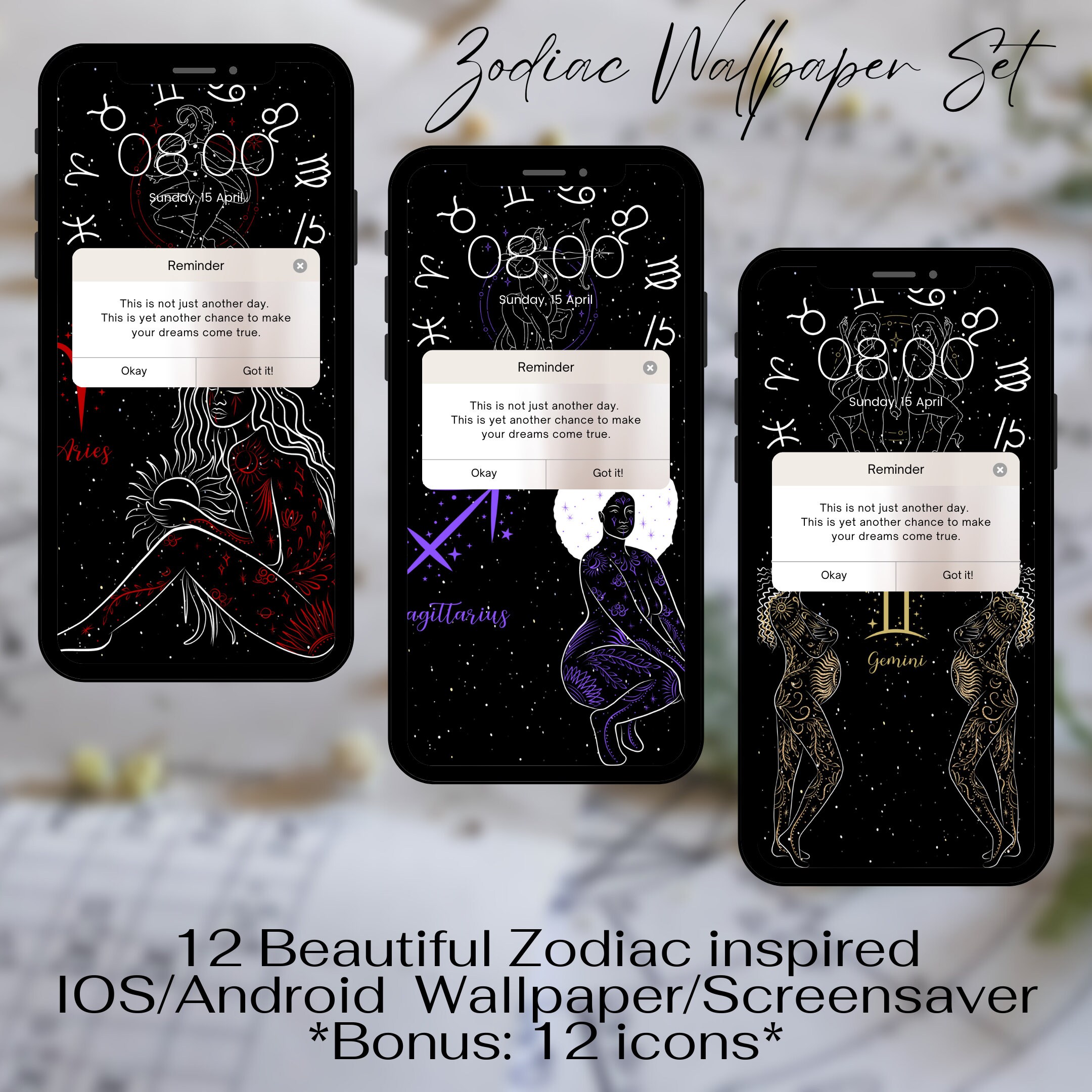 Zodiac Wallpaper Set/icons - Etsy