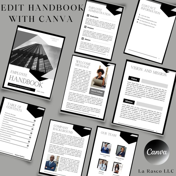Modern Employee Handbook Template Etsy