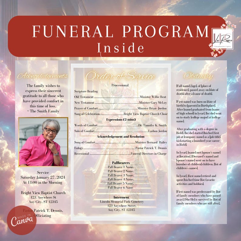 NEW! Fire and Gold Gatefold Funeral Program Template - Etsy