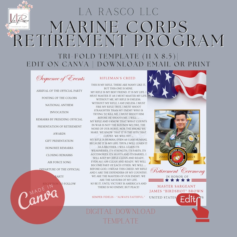 NEW!! Marine Corps Tri-fold Retirement Program Template - Etsy