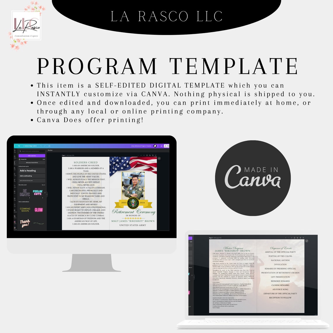 Army Retirement Program Template - Etsy