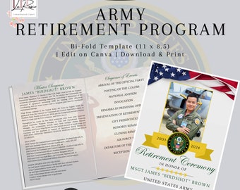 Army Retirement Ceremony Program Canva Template Army Values Bi-fold 8 ...