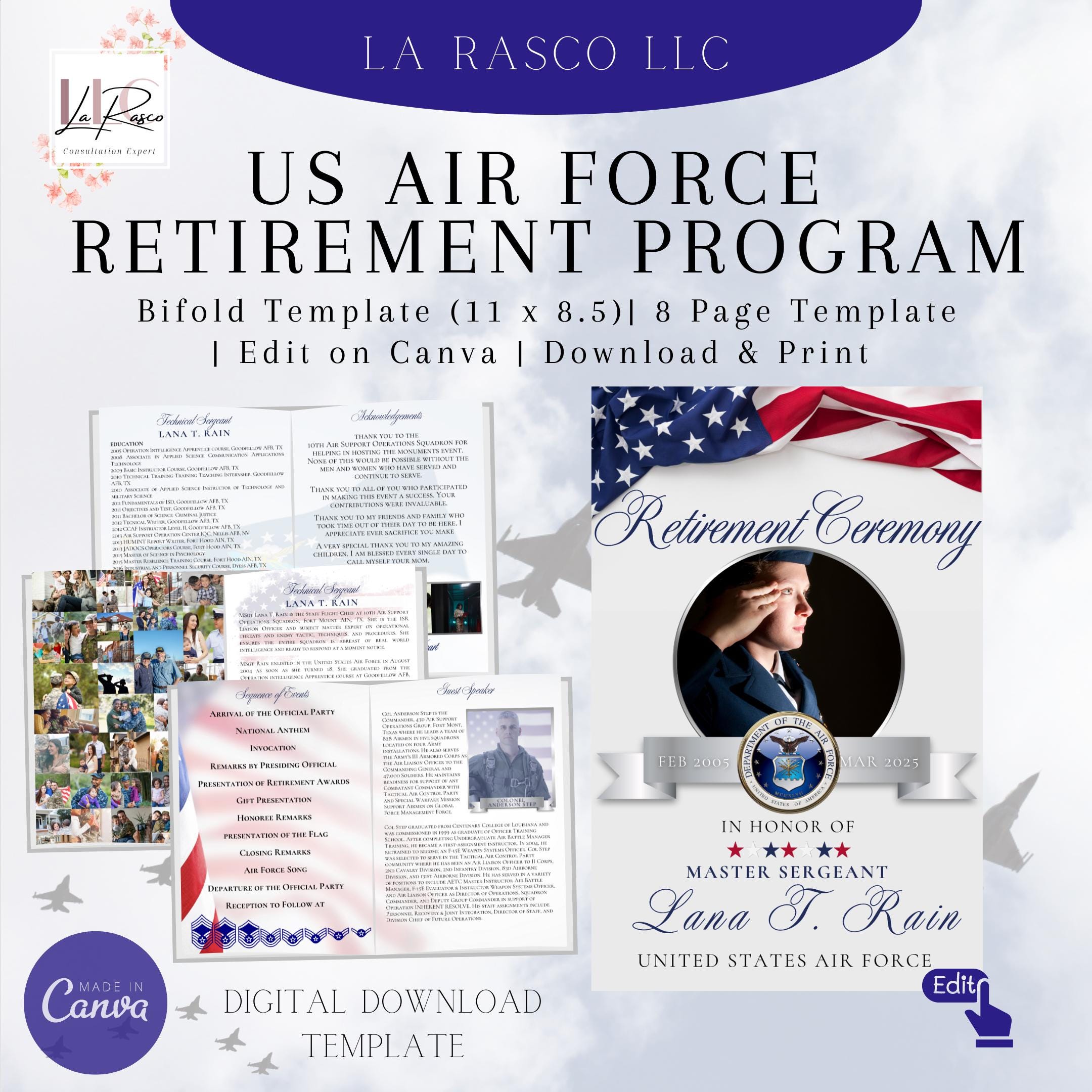 Air Force Retirement Program 8 Page Template - Etsy