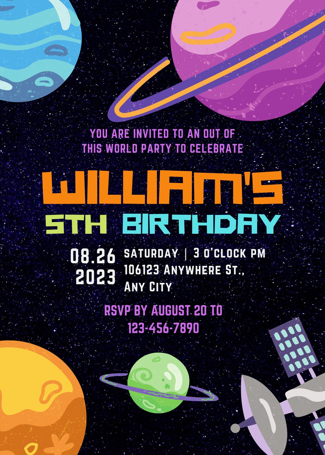 Space Birthday Party Invitation - Etsy