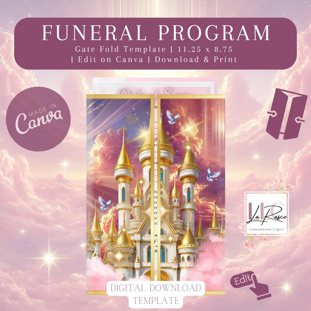 Castle Gatefold Funeral Program Template - Etsy
