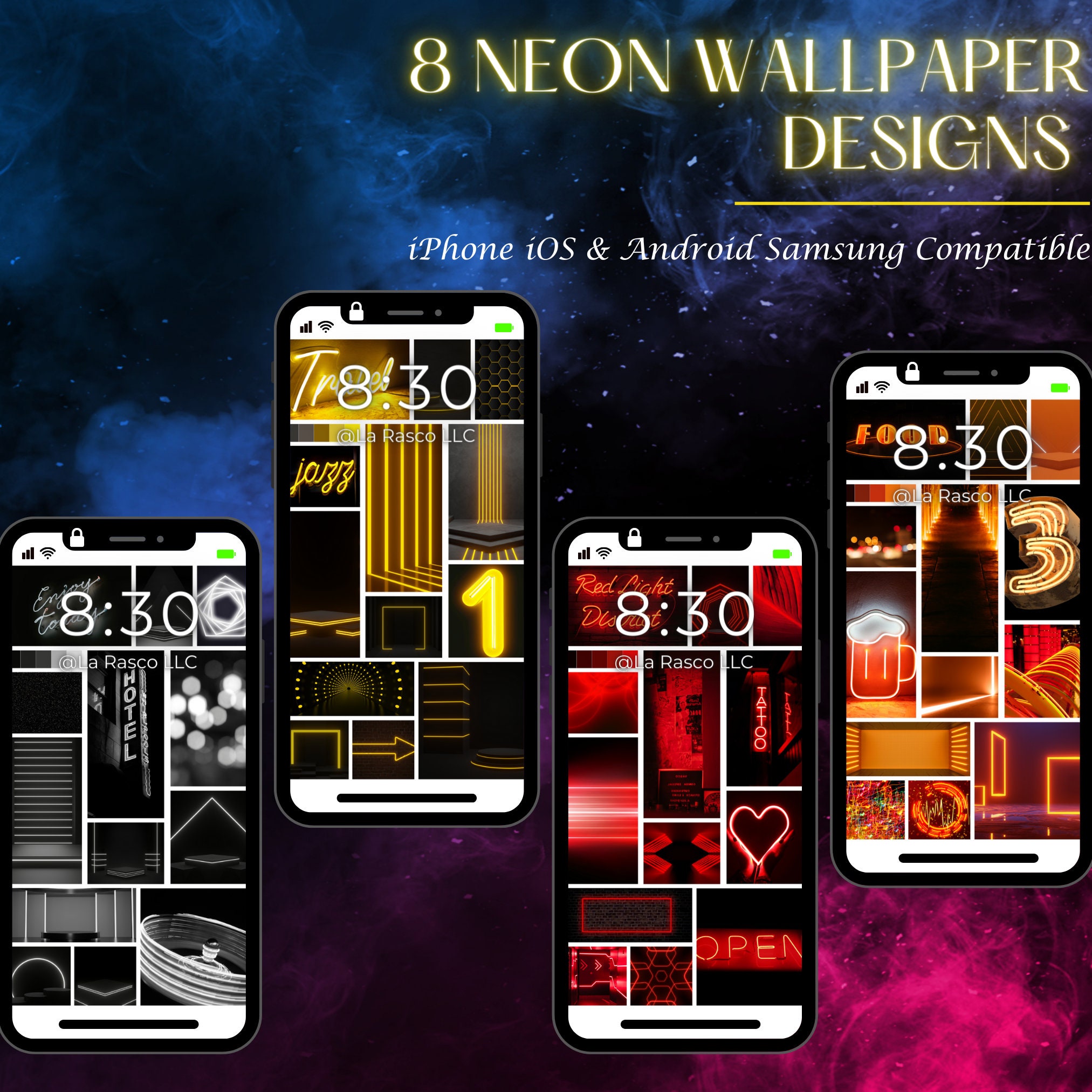 Neon Wallpaper Set - Etsy