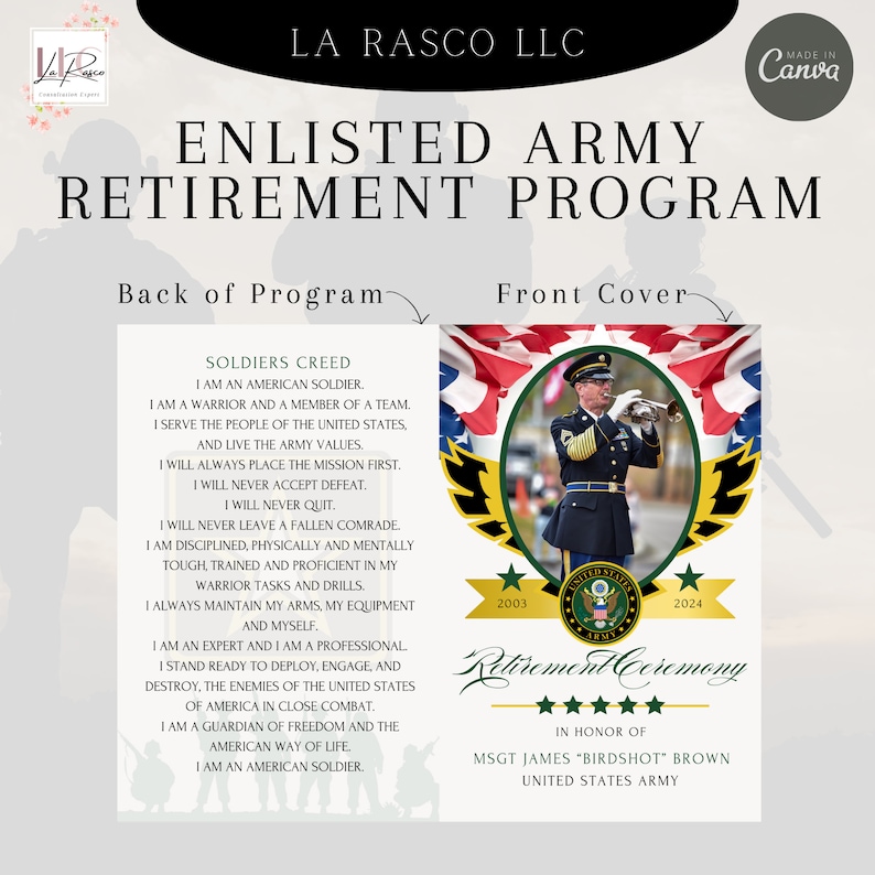 Enlisted Army Retirement Program Template - Etsy