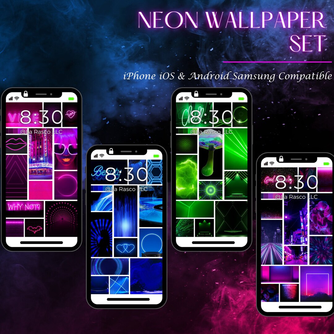 Neon Wallpaper Set - Etsy