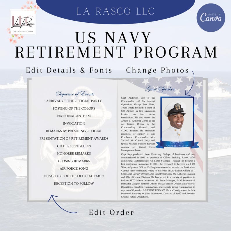 NEW US Navy Retirement Program 8 Page Template - Etsy