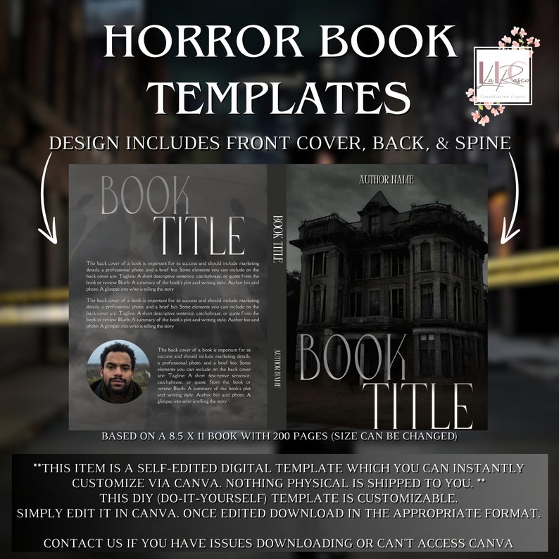 Horror Book Cover Template - Etsy