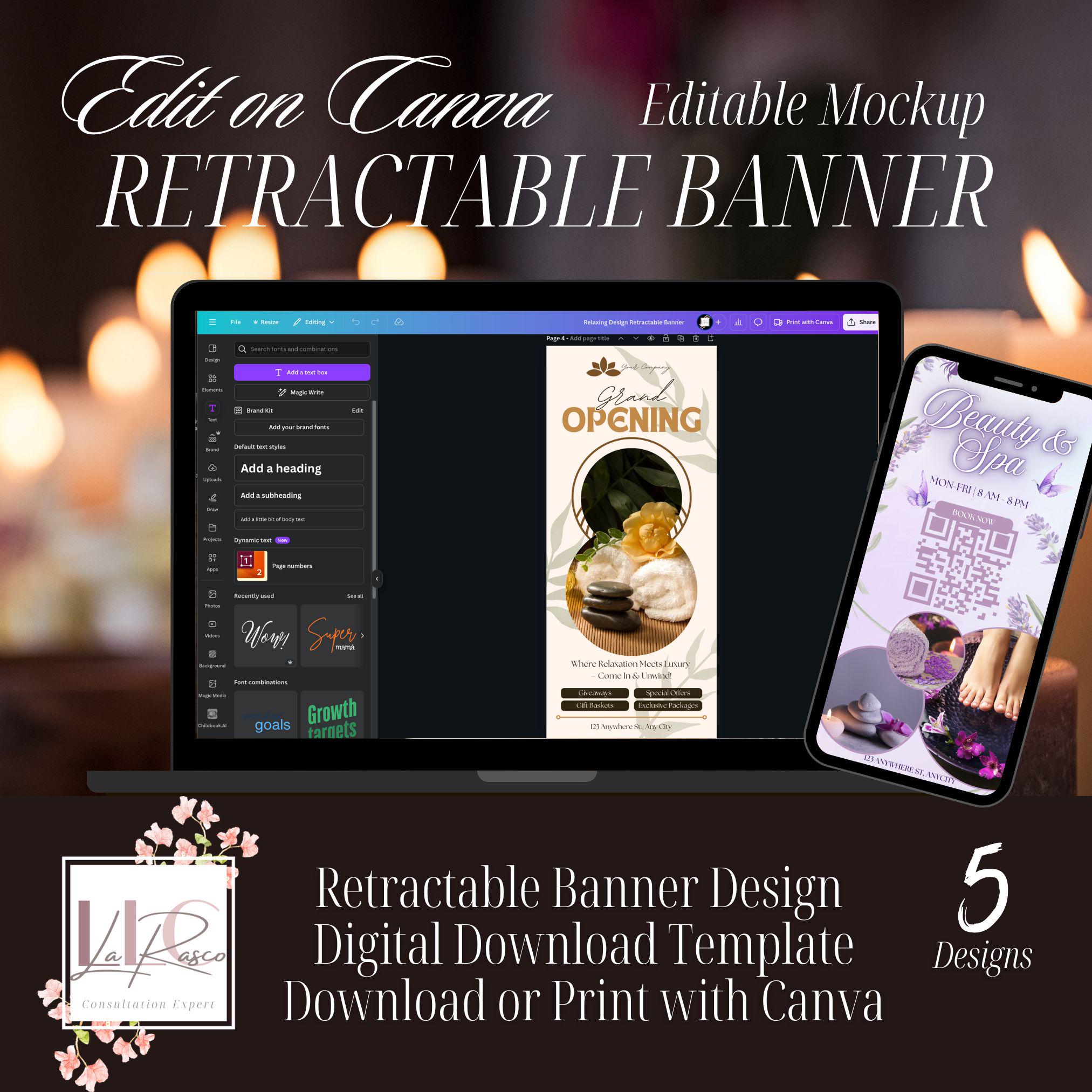 Relaxing Design Retractable Banner Template | Spa Design | 5 Designs - Etsy