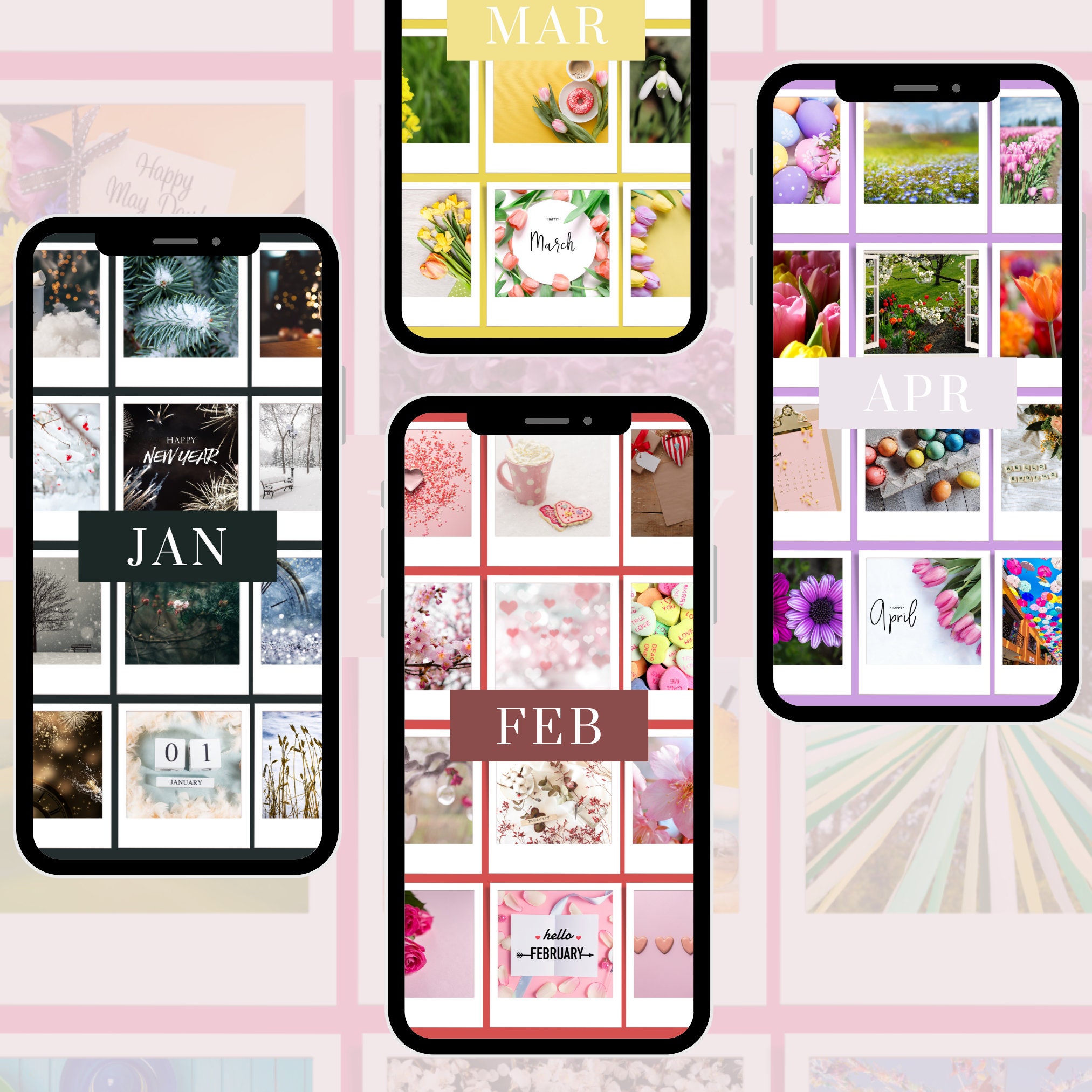 Months of the Year Wallpaper Set - Etsy