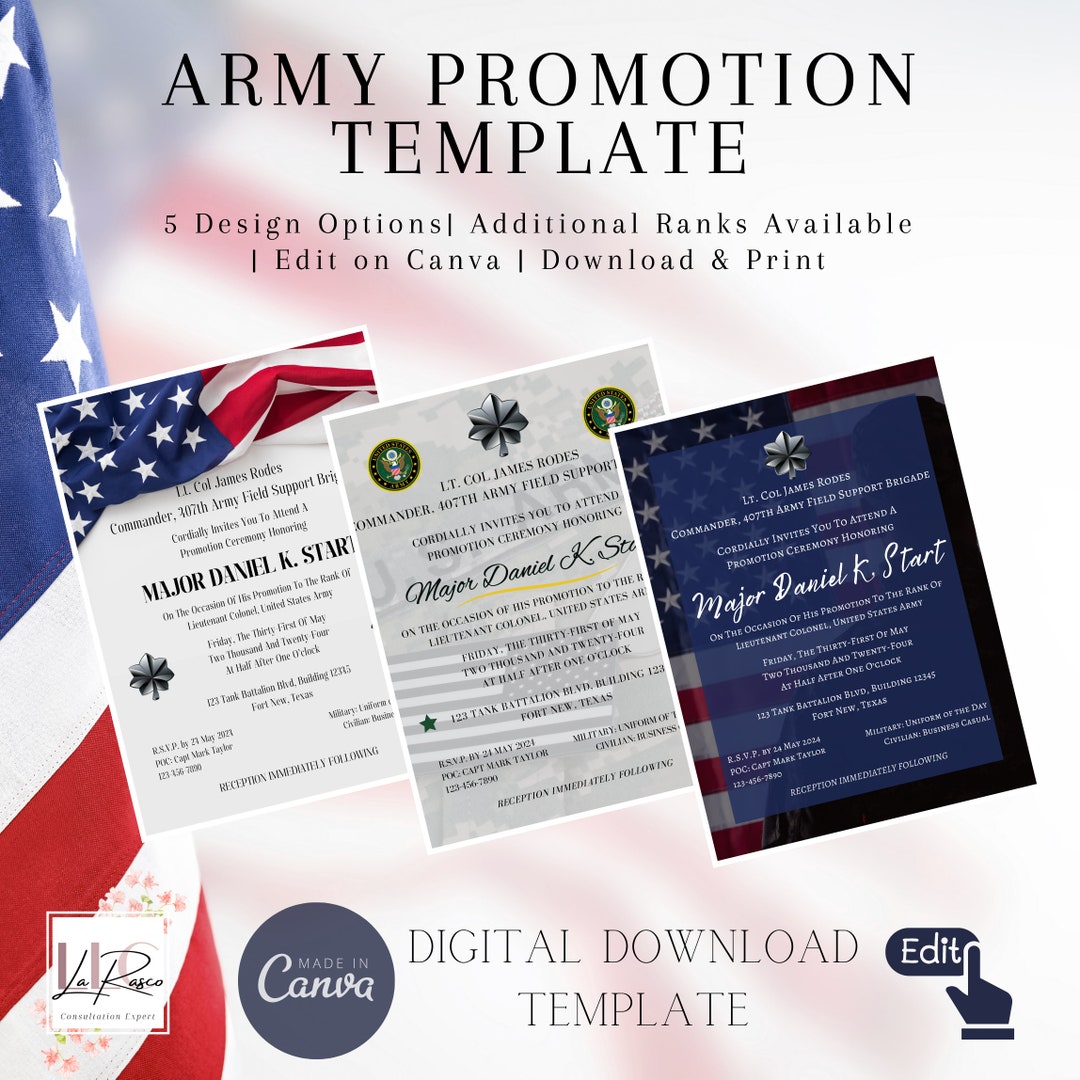 Army Promotion Template - Etsy