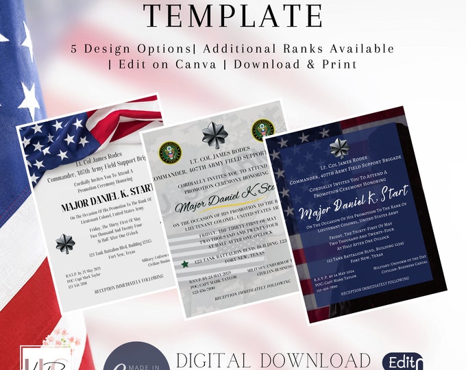 Army Promotion Ceremony Invitation, Printable Army Promotion Invitation ...