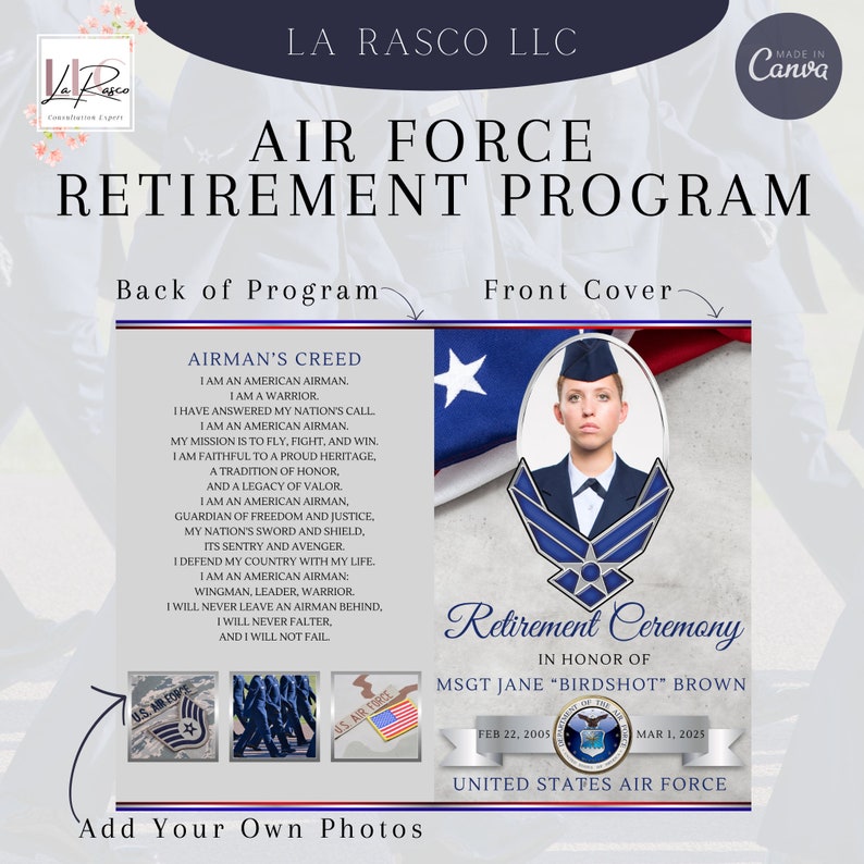 Air Force Retirement Program Personal Photo Template - Etsy