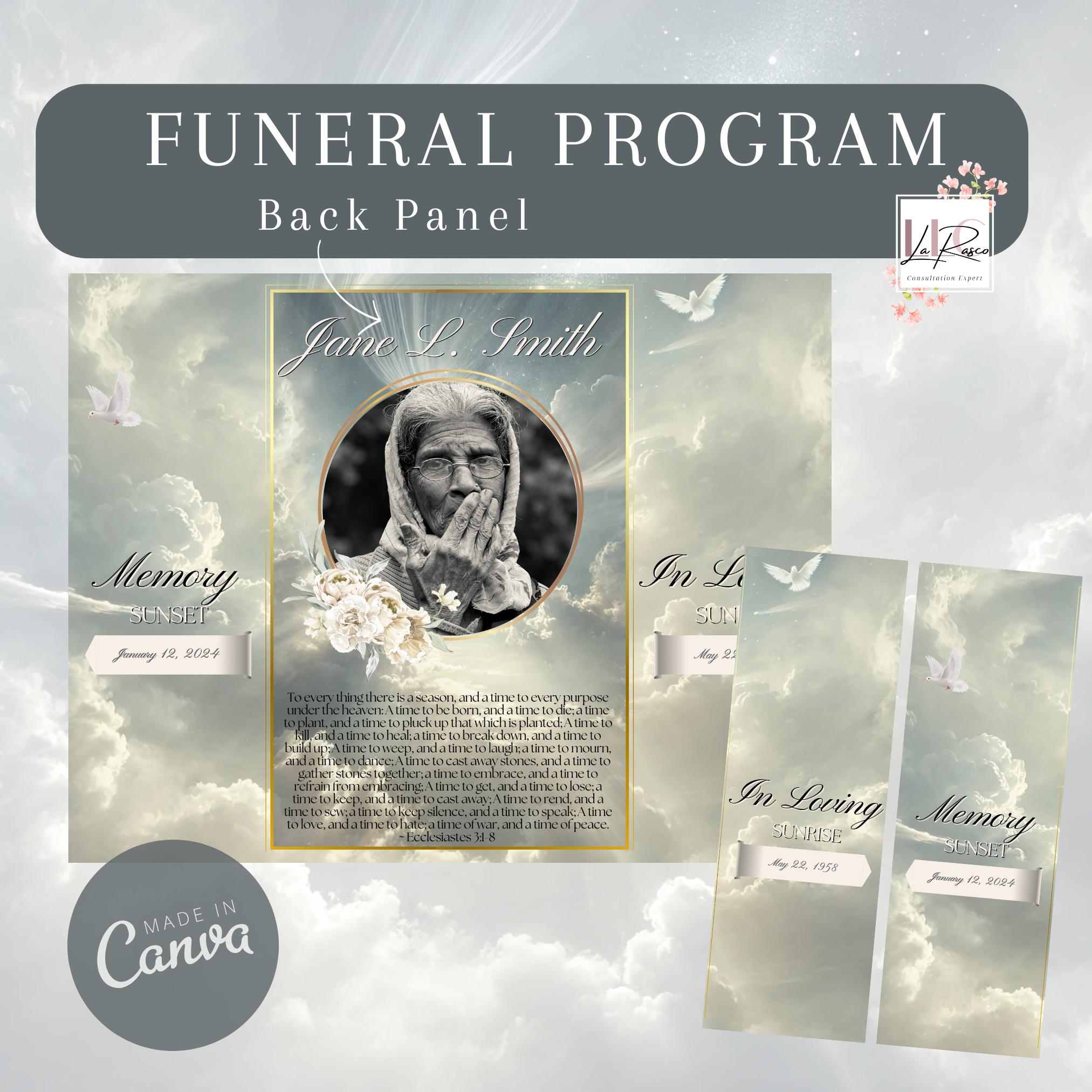 Heavenly Floral Gatefold Funeral Program Template - Etsy