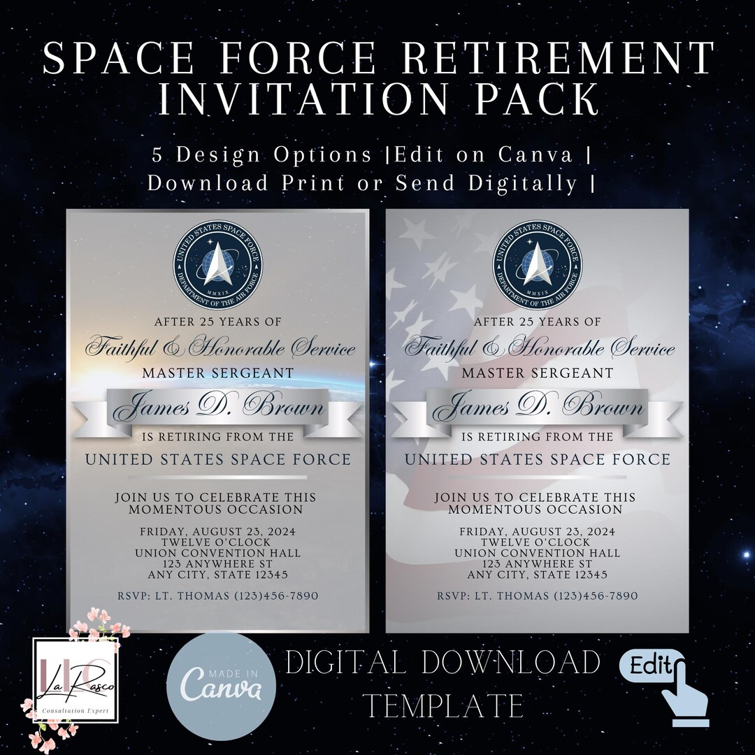 NEW Space Force Retirement Invitation Pack | 5 Design Styles - Etsy