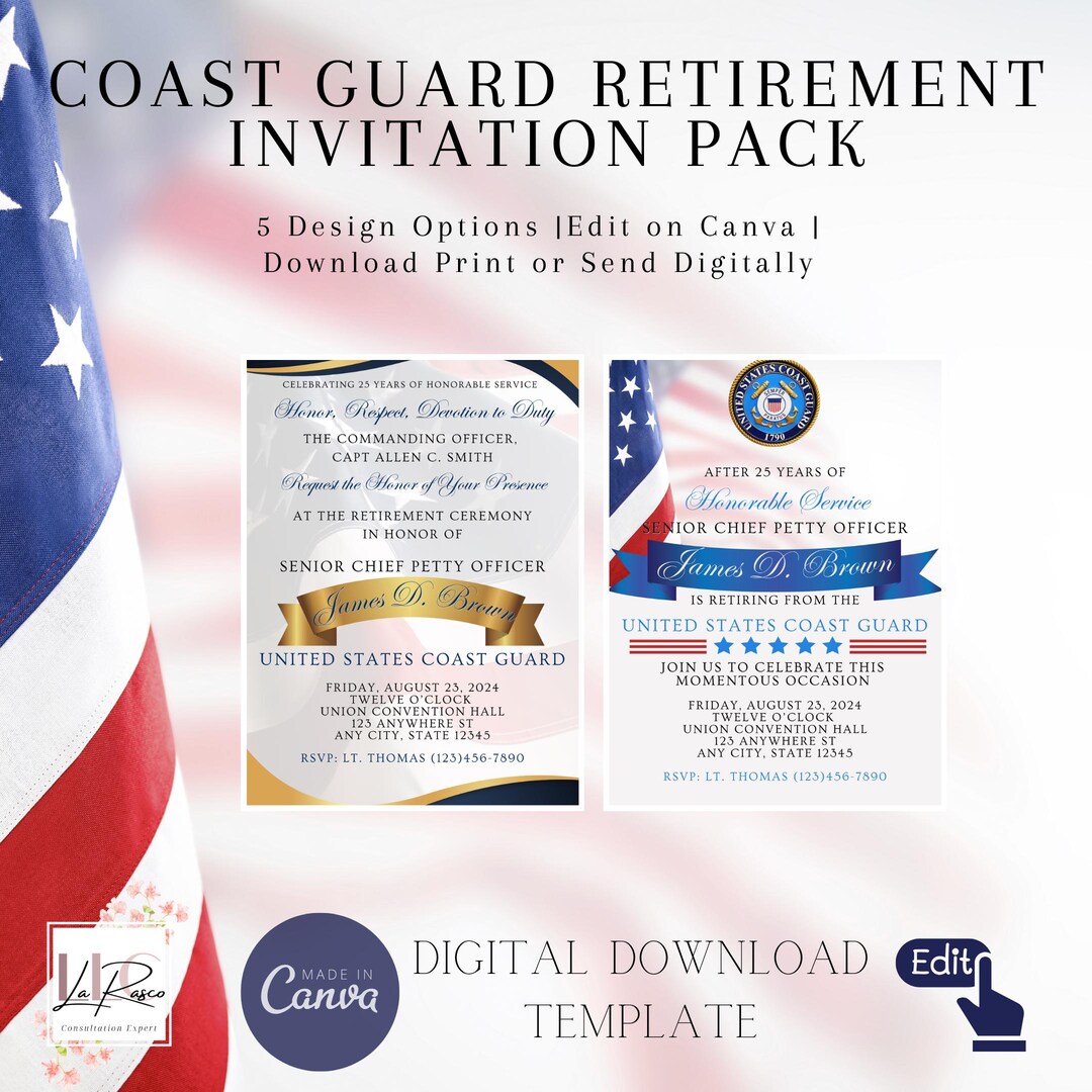 Coast Guard Retirement Invitation Pack - Etsy
