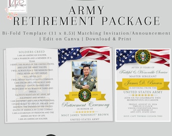 Army Retirement Ceremony Program Canva Template Army Values Bi-fold 8 ...