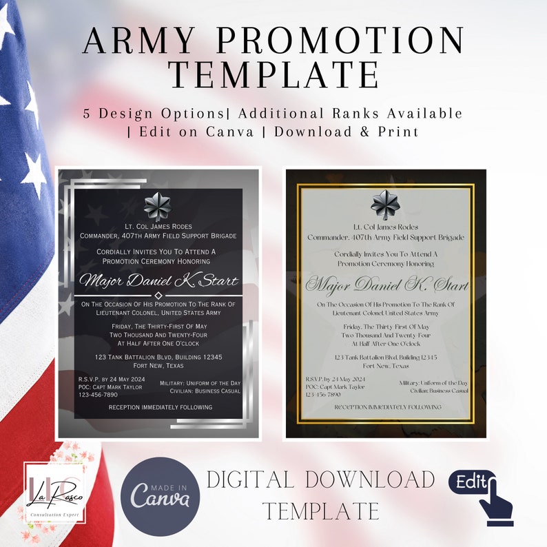 Army Promotion Template - Etsy