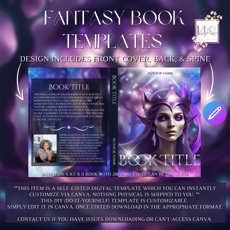 Fantasy Book Cover Template Etsy