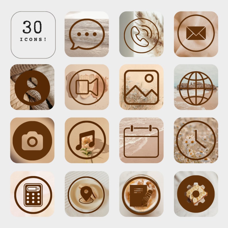 Aesthetic Brown Wallpaper Set/icons - Etsy