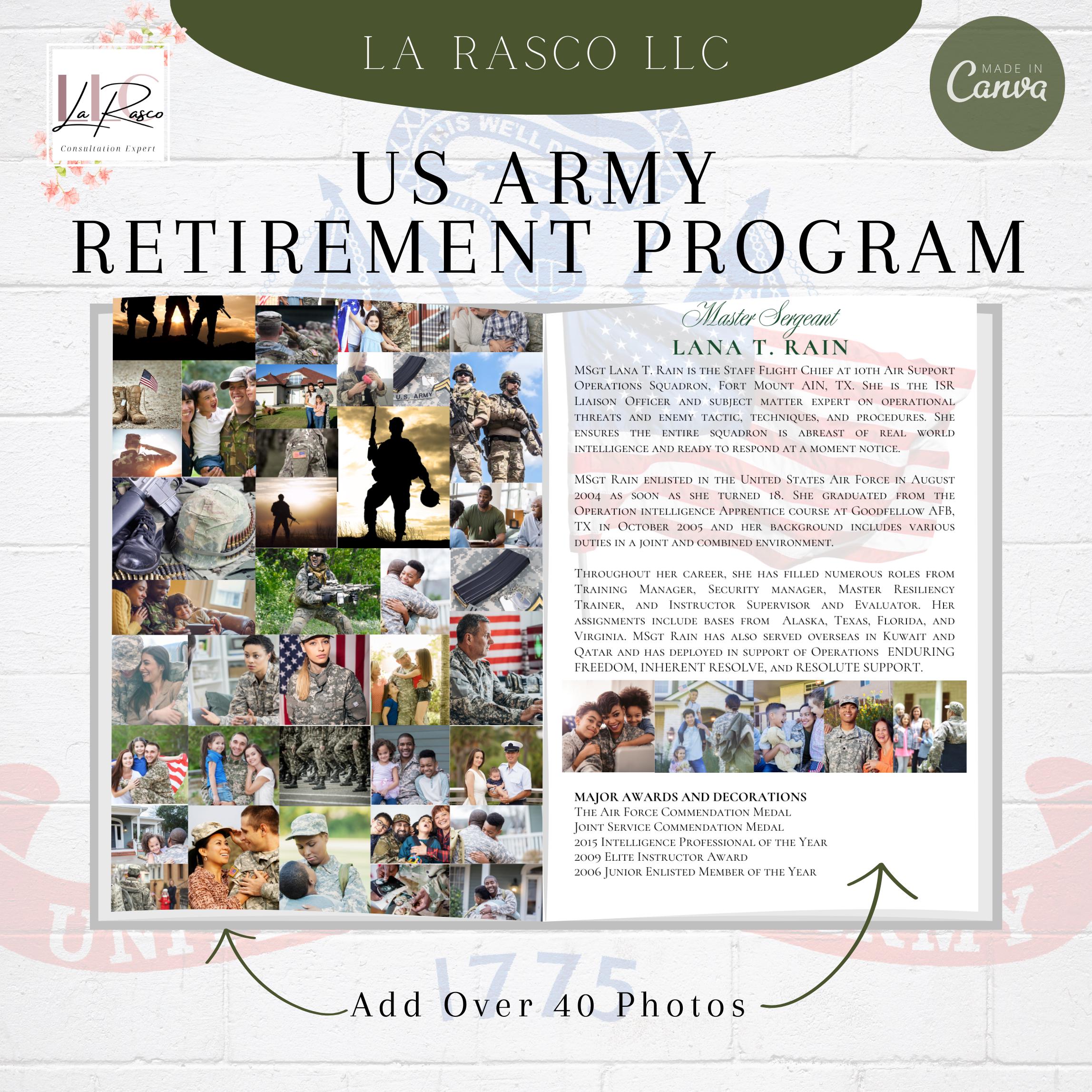 Army Retirement Program 8 Page Template - Etsy
