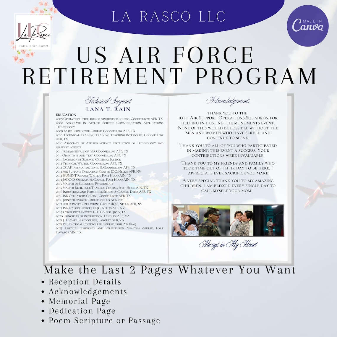 Air Force Retirement Program 8 Page Template - Etsy