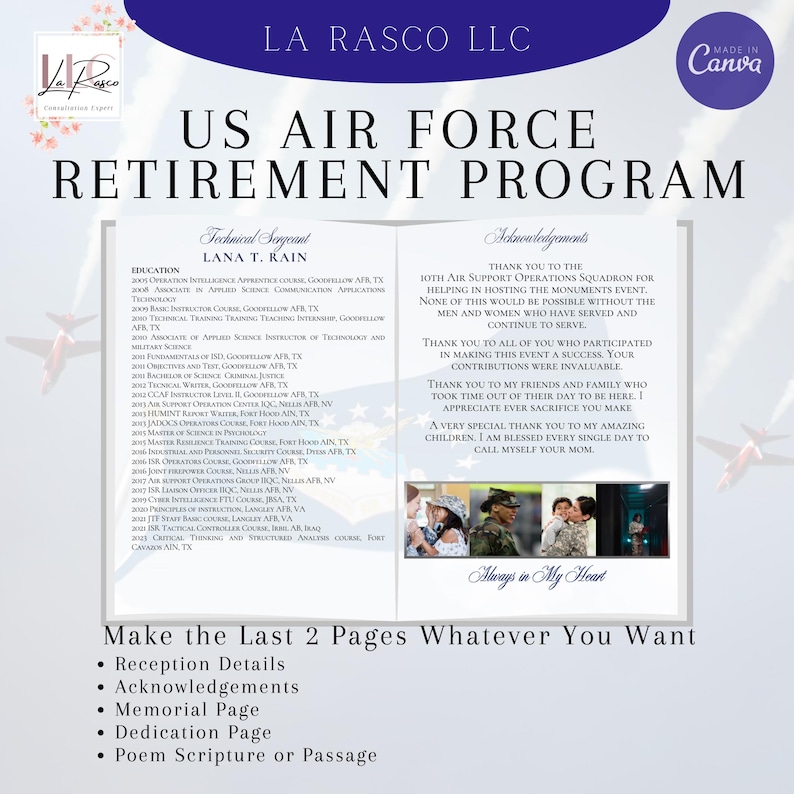 Air Force Retirement Program 8 Page Template - Etsy