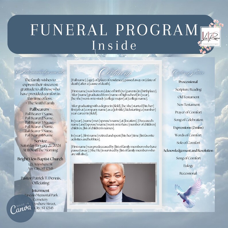 Silver Castle Gatefold Funeral Program Template - Etsy
