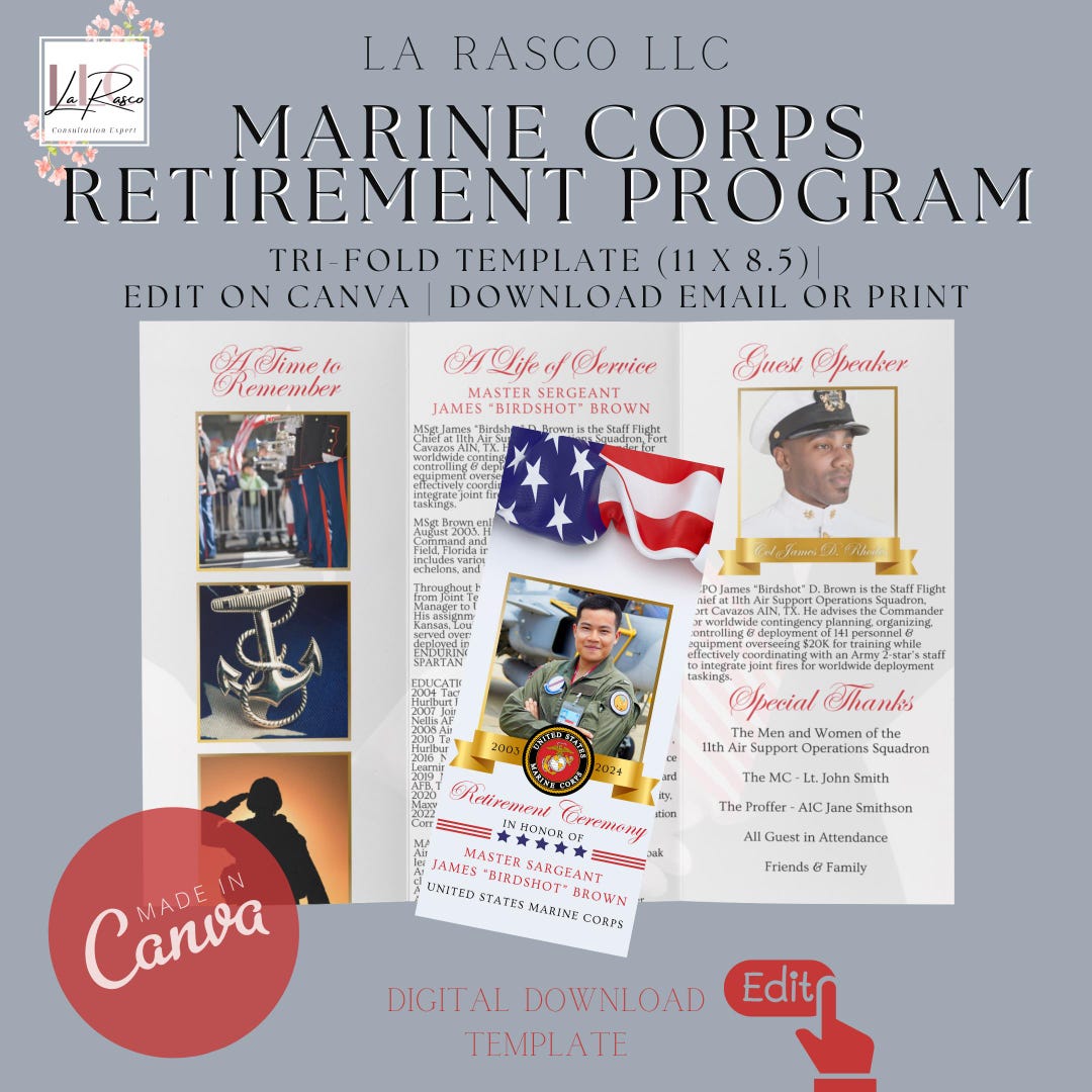 NEW!! Marine Corps Tri-fold Retirement Program Template - Etsy