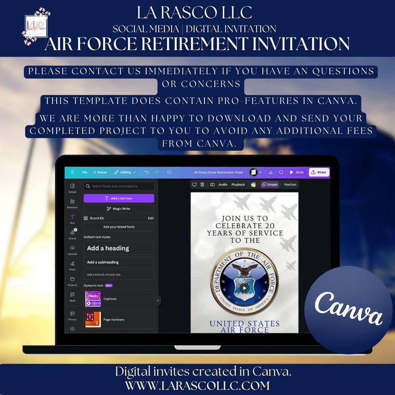 Air Force Retirement Digital Invitation | Video - Etsy
