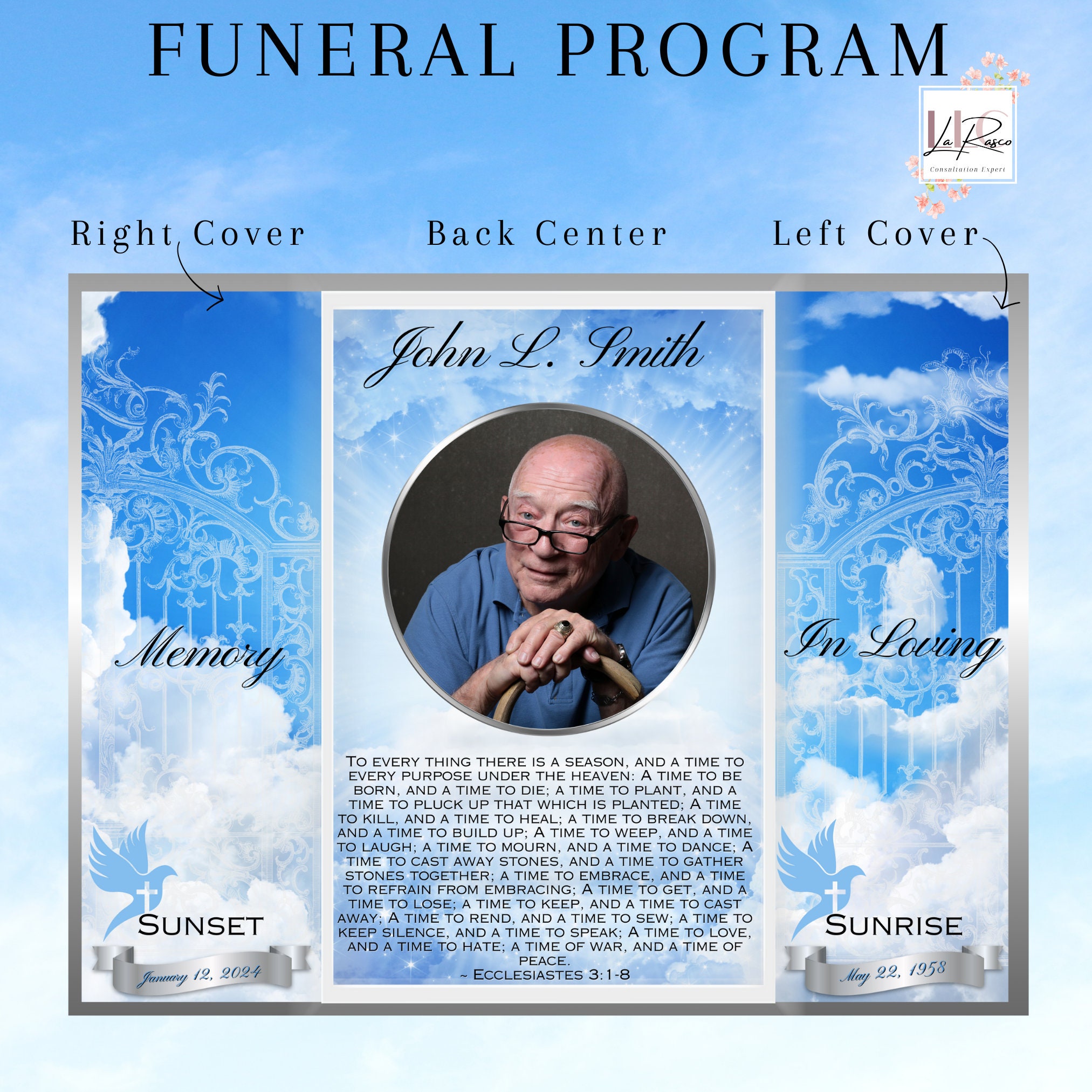 Sky Gatefold Funeral Program Template - Etsy