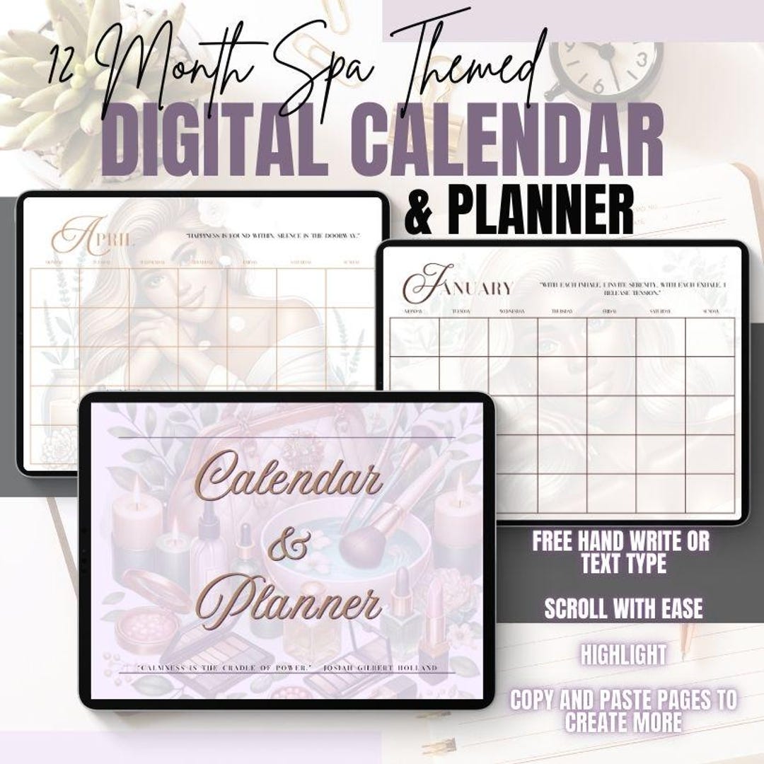 Spa Themed | Planner| Digital Calendar - Etsy