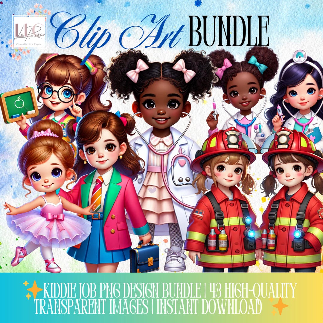 Career Kiddie Clipart PNG Bundle | Professions, DIY Designs (instant ...