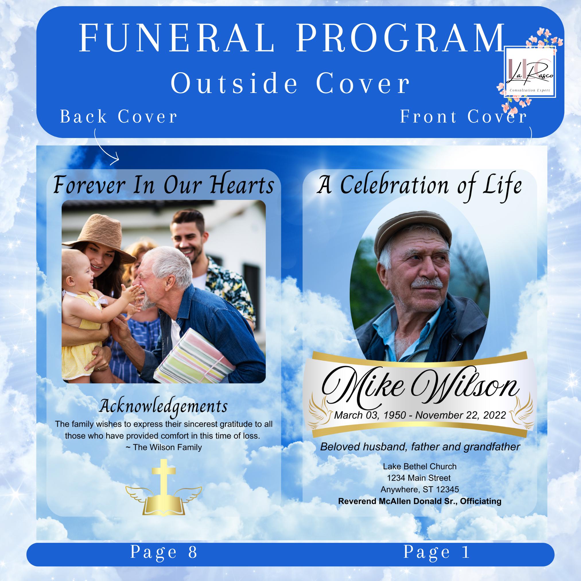 Bi-fold 8pg Heavenly Funeral Program Template - Etsy