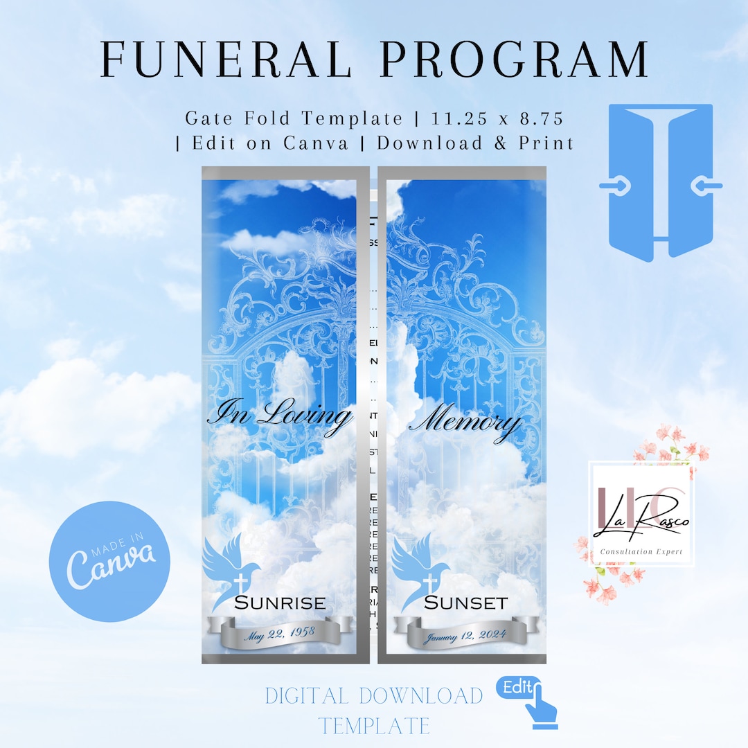 Sky Gatefold Funeral Program Template - Etsy