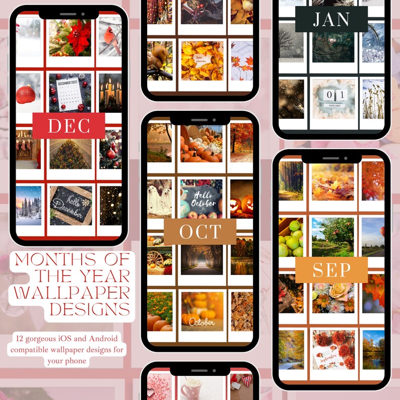 Months of the Year Wallpaper Set - Etsy