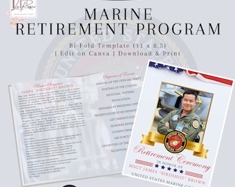 Army Retirement Ceremony Program Canva Template Army Values Bi-fold 8 ...