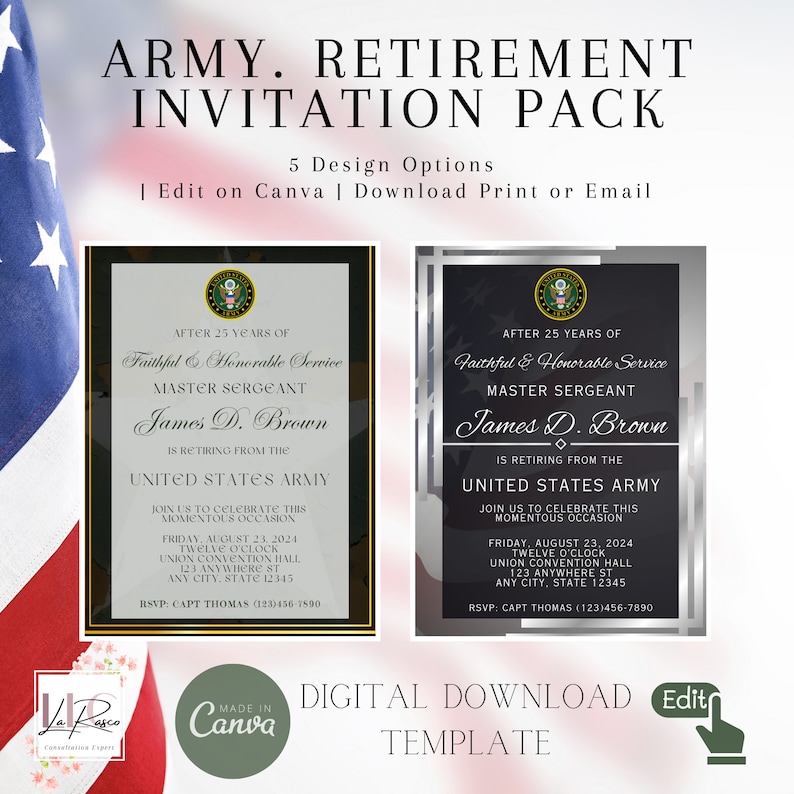 Army Retirement Invitation Pack - Etsy