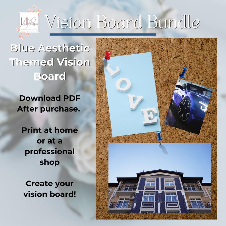 Blue Vision Board Kit | 216+ Images, Manifestation (digital Download ...