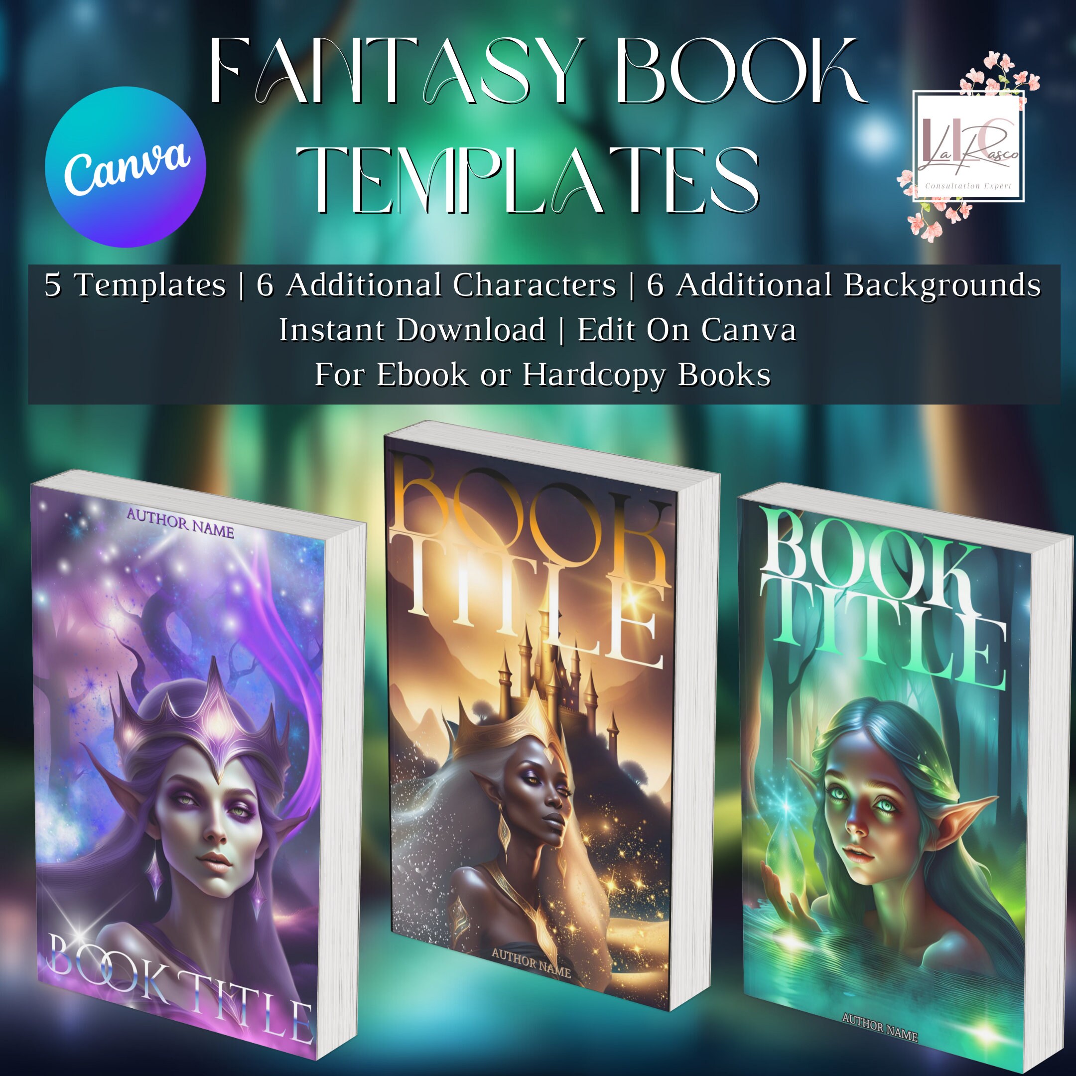 Fantasy Book Cover Template - Etsy