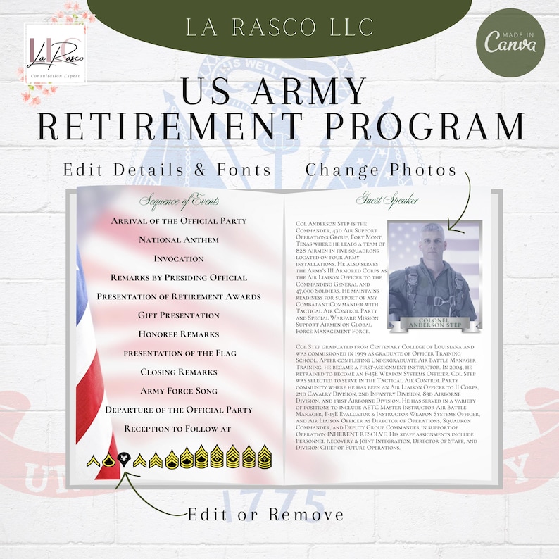Army Retirement Program 8 Page Template - Etsy