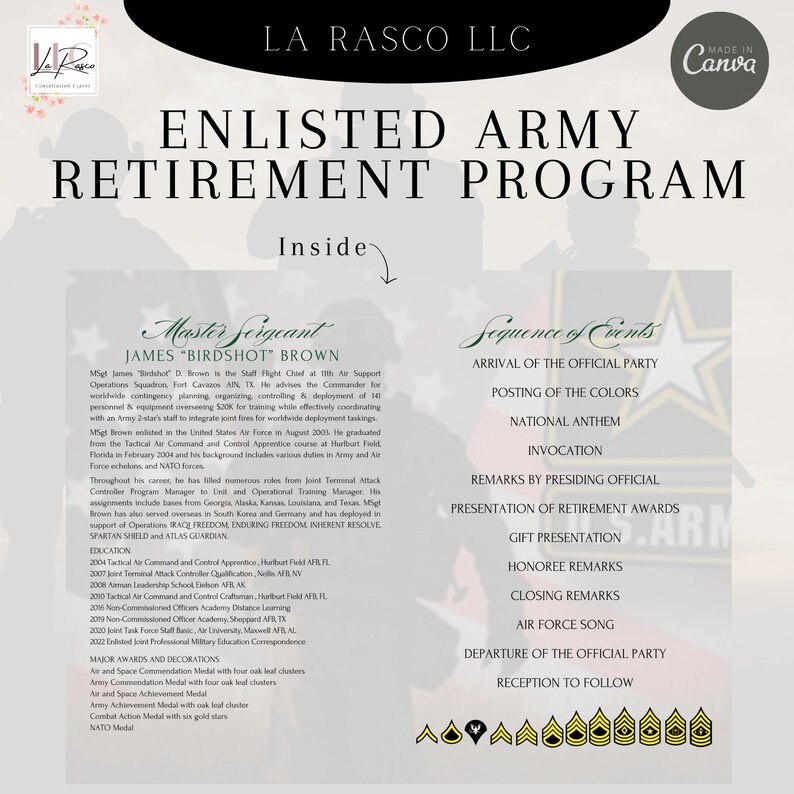 Enlisted Army Retirement Program Template - Etsy