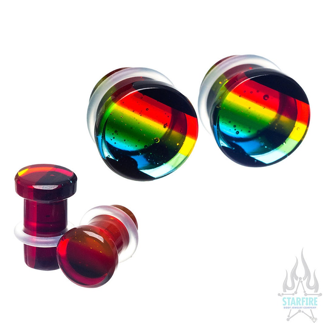 Gorilla Glass Glass Linear Plugs - Rainbow - Etsy