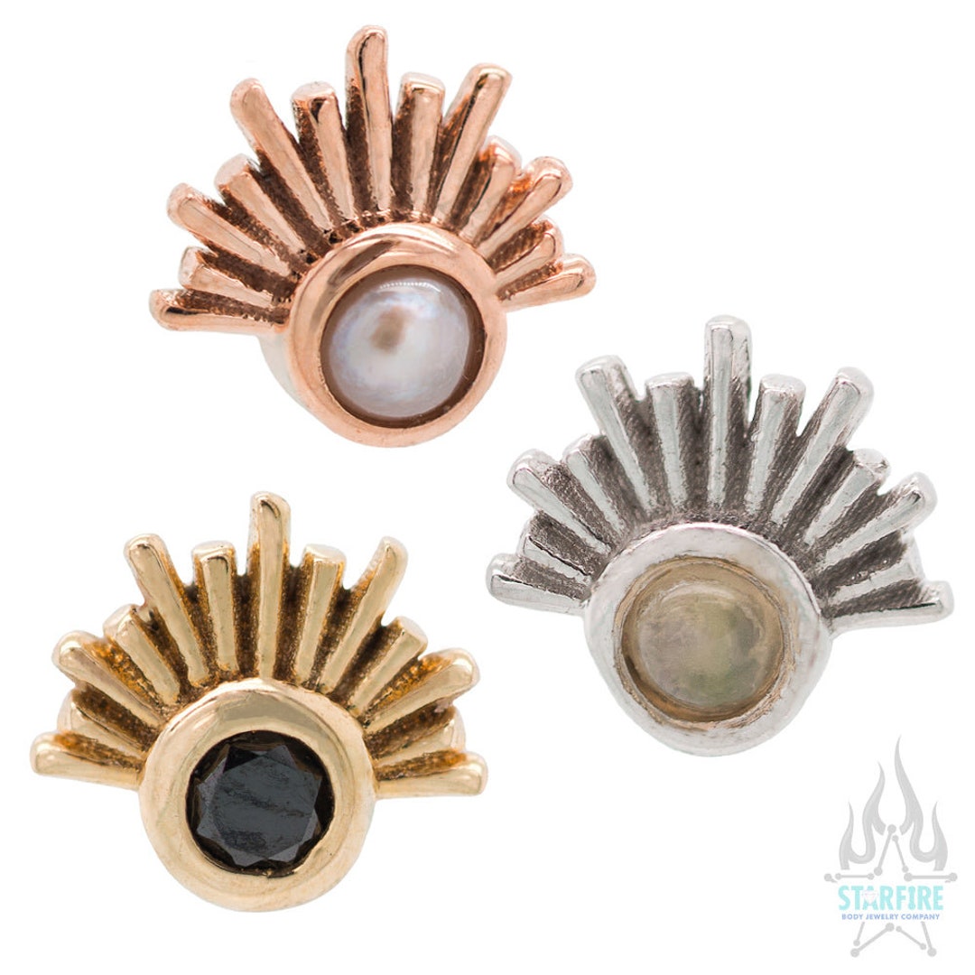 Tawapa Threadless: Blaze Pin in Gold With Gemstone - Etsy