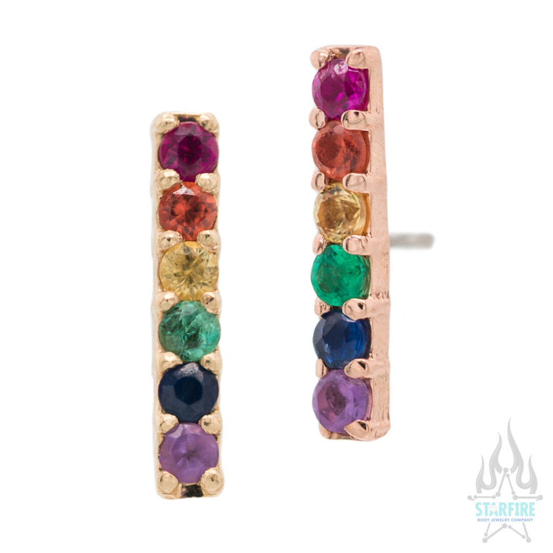 Tawapa Threadless: Rail Pin in Gold With Rainbow Gems - Etsy